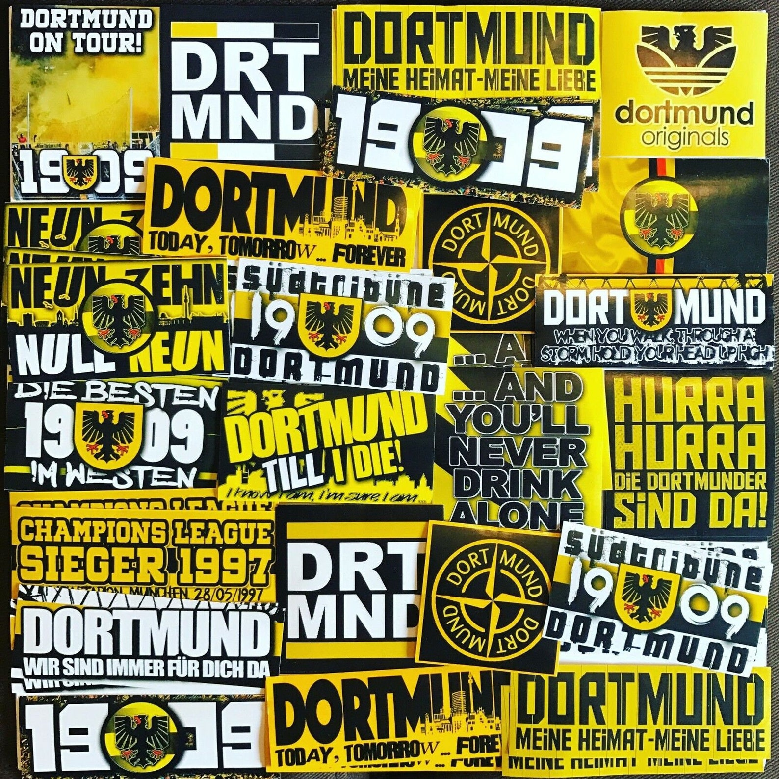 100 x Dortmund Stickers Inspiriert von Aufkleber Fahne Flagge Poster ...