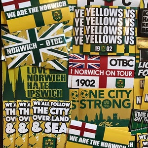 100 X Norwich City Stickers - Based on Poster Shirt Scarf Pin Badge ...