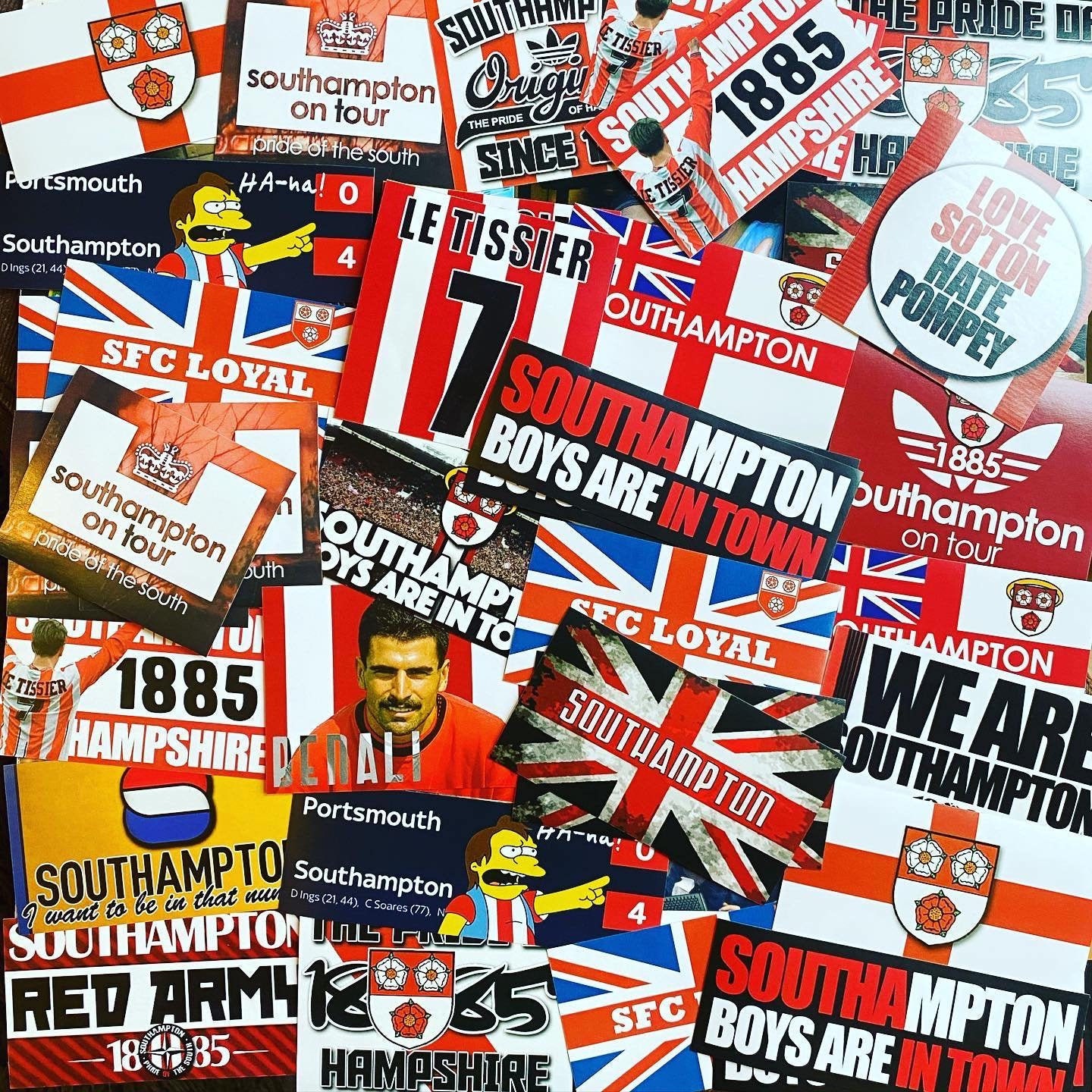 100 X Southampton FC Stickers Based on Scarf Shirt Programme Ultras SFC ...