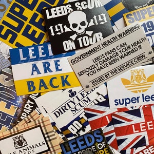 100 X Leeds United Stickers - Based on LUFC Poster Shirt Scarf Pin ...