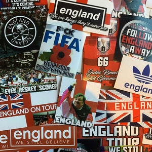 100 X England Stickers - Based on Poster Shirt Scarf Pin Badge ...