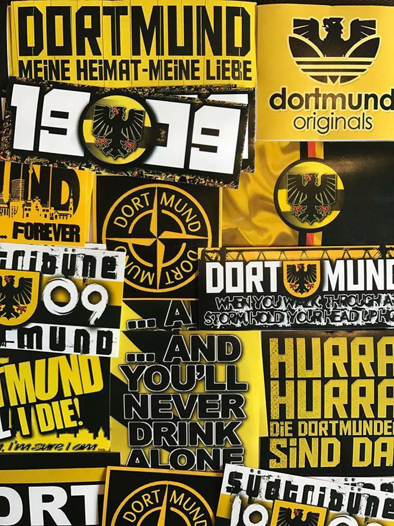 100 x Dortmund Stickers Inspiriert von Aufkleber Fahne Flagge Poster ...