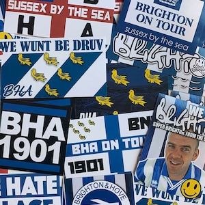 100 X Brighton & Hove Albion Stickers - Based on Poster Shirt Scarf Pin ...