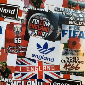 100 X England Stickers - Based on Poster Shirt Scarf Pin Badge ...