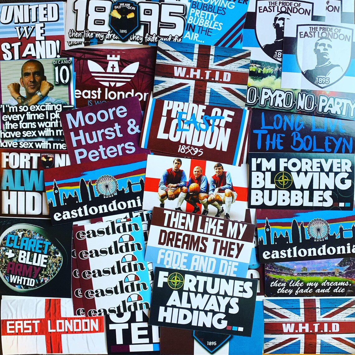 100 X West Ham Stickers Based on ICF Programme Upton Park - Etsy UK