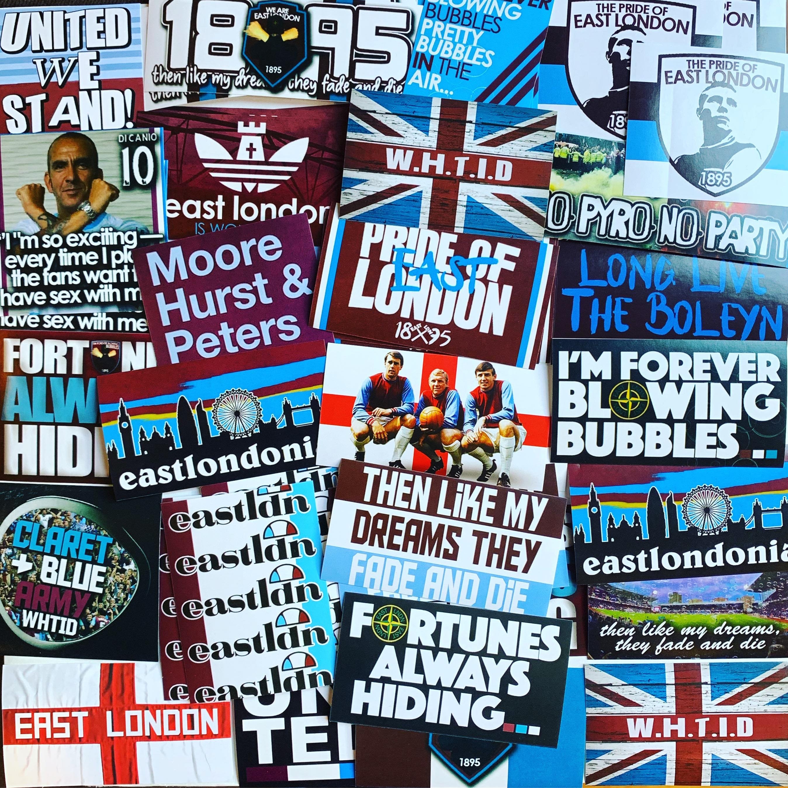 100 X West Ham Stickers Based on ICF Programme Upton Park - Etsy UK