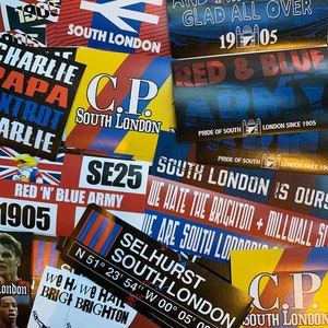 100 X Crystal Palace Stickers - Based on Poster Shirt CPFC Pin Badge ...