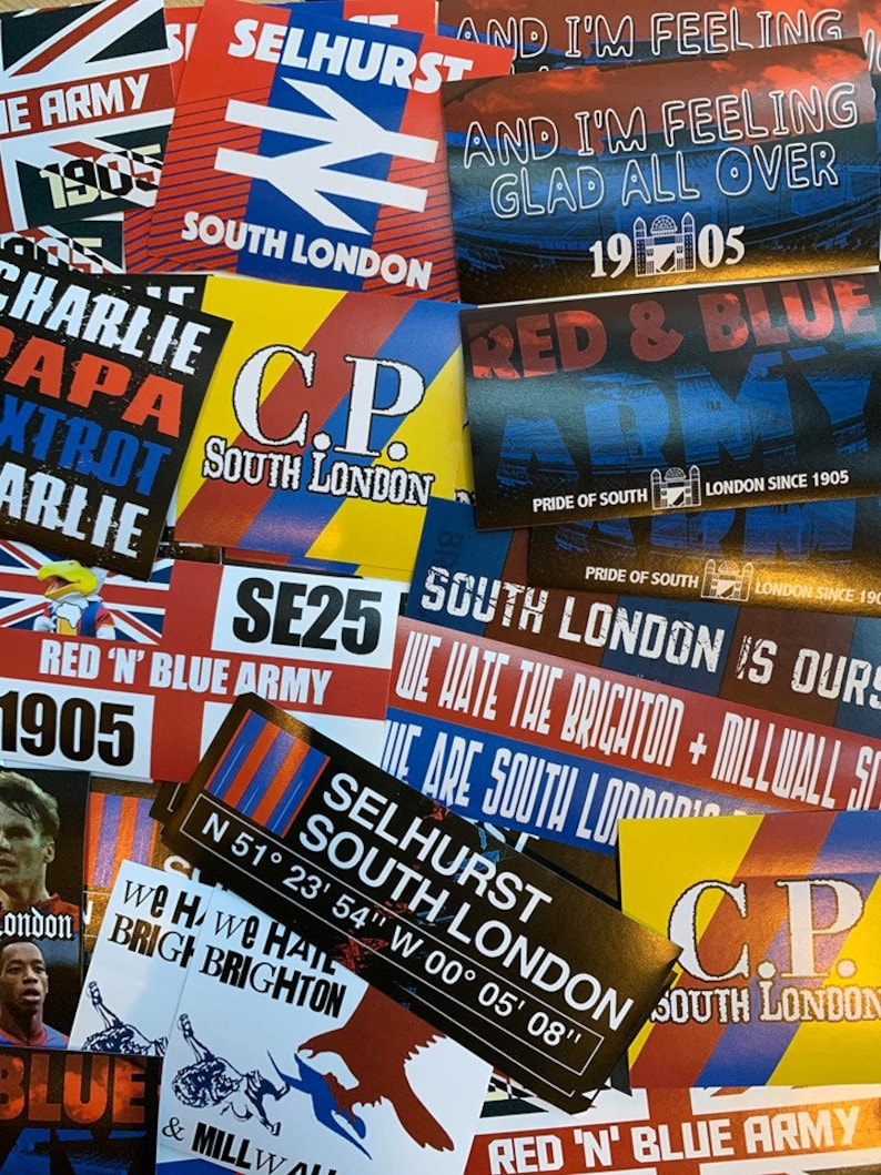 100 X Crystal Palace Stickers Based on Poster Shirt CPFC Pin | Etsy