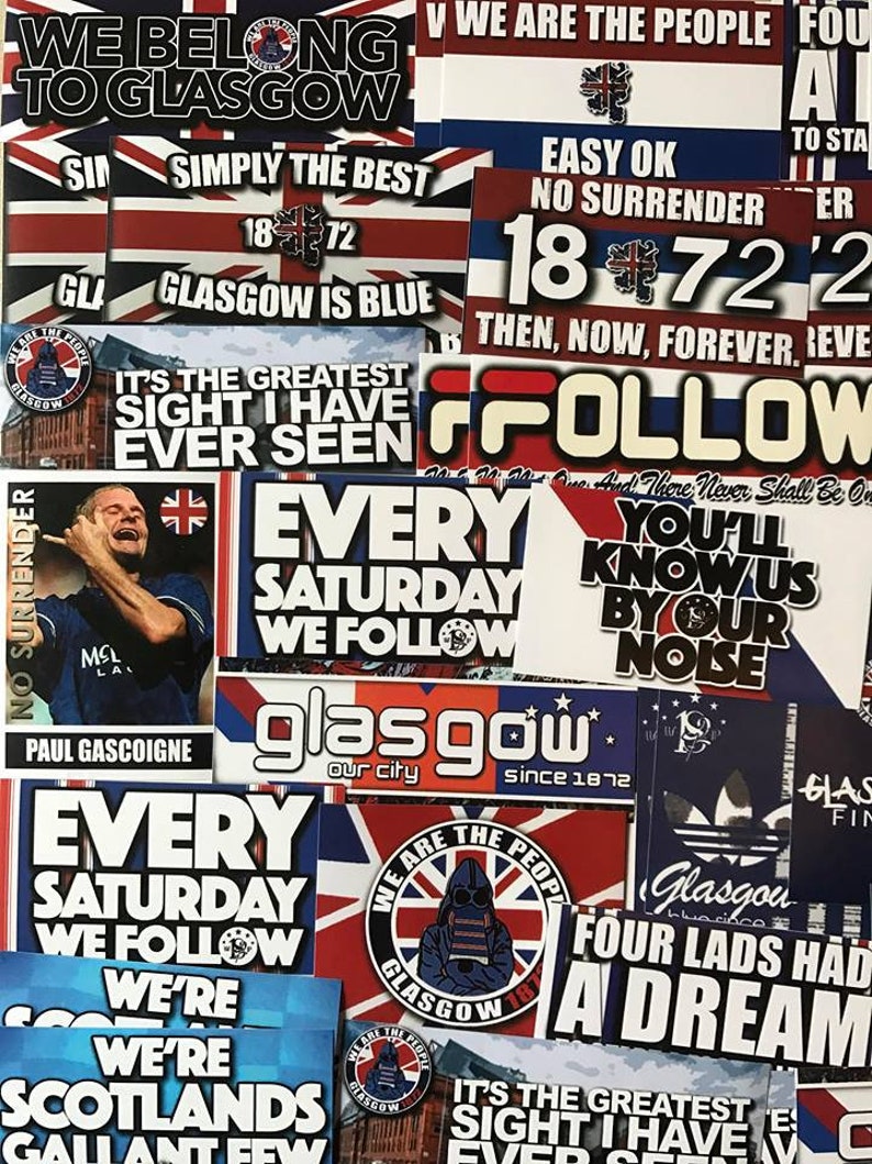 100 x Glasgow Rangers Stickers Based on Ultras Shirt Stone | Etsy