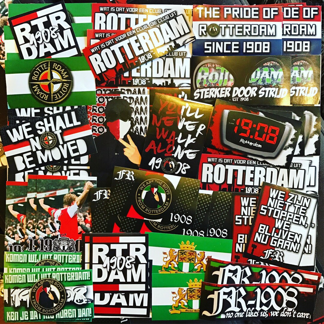 100 X Feyenoord Rotterdam Stickers - Geïnspireerd Door Vlagg Sjaal ...
