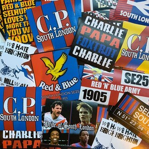 100 X Crystal Palace Stickers - Based on Poster Shirt CPFC Pin Badge ...
