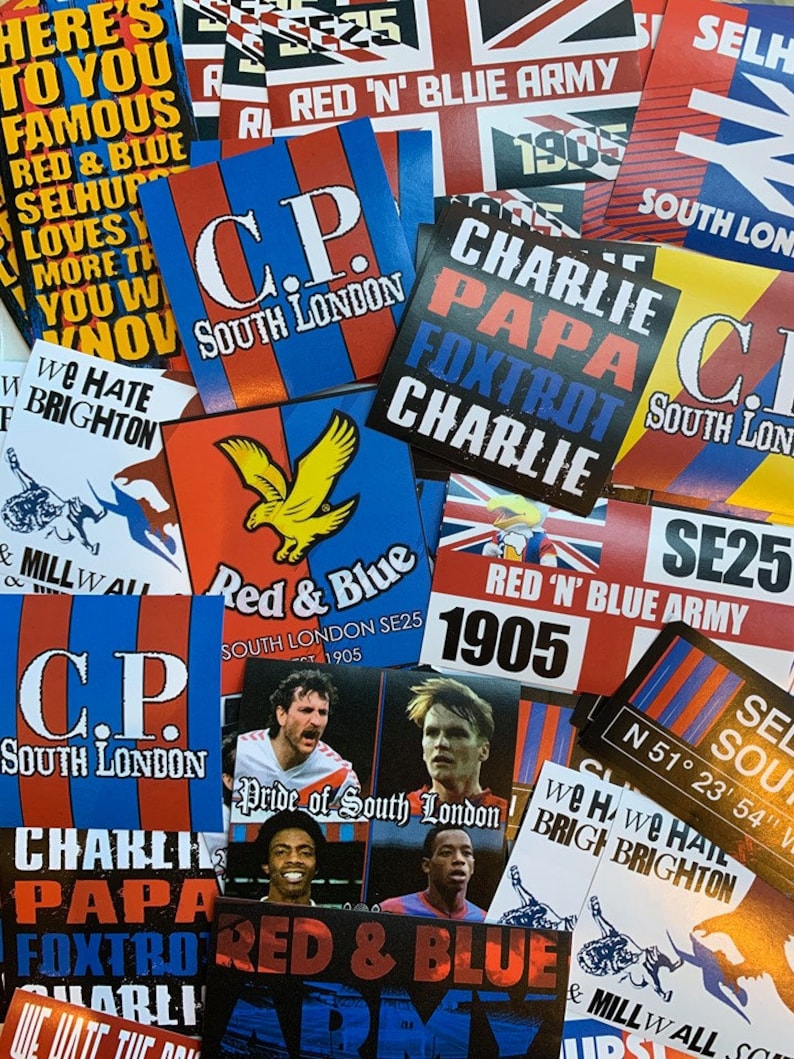 100 X Crystal Palace Stickers Based on Poster Shirt CPFC Pin | Etsy