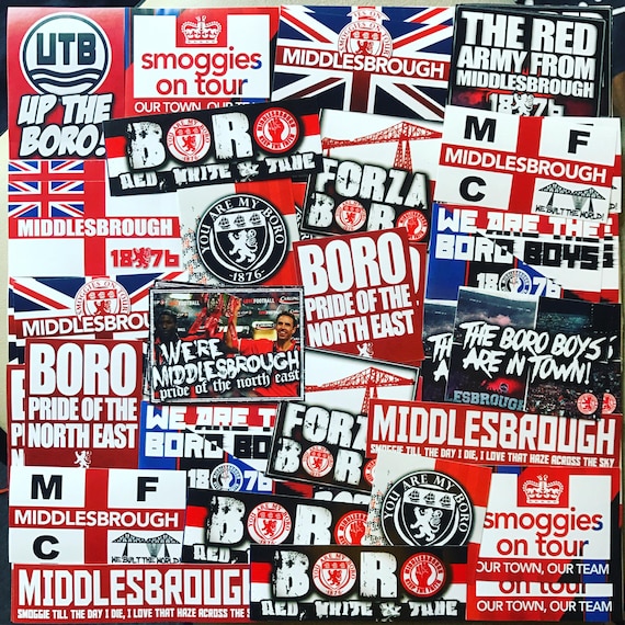 100 X Middlesbrough Stickers Based on Poster Shirt Scarf Pin | Etsy UK