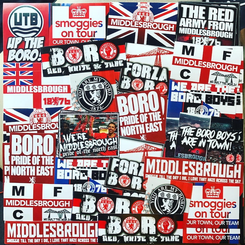 100 X Middlesbrough Stickers Based on Poster Shirt Scarf Pin - Etsy UK