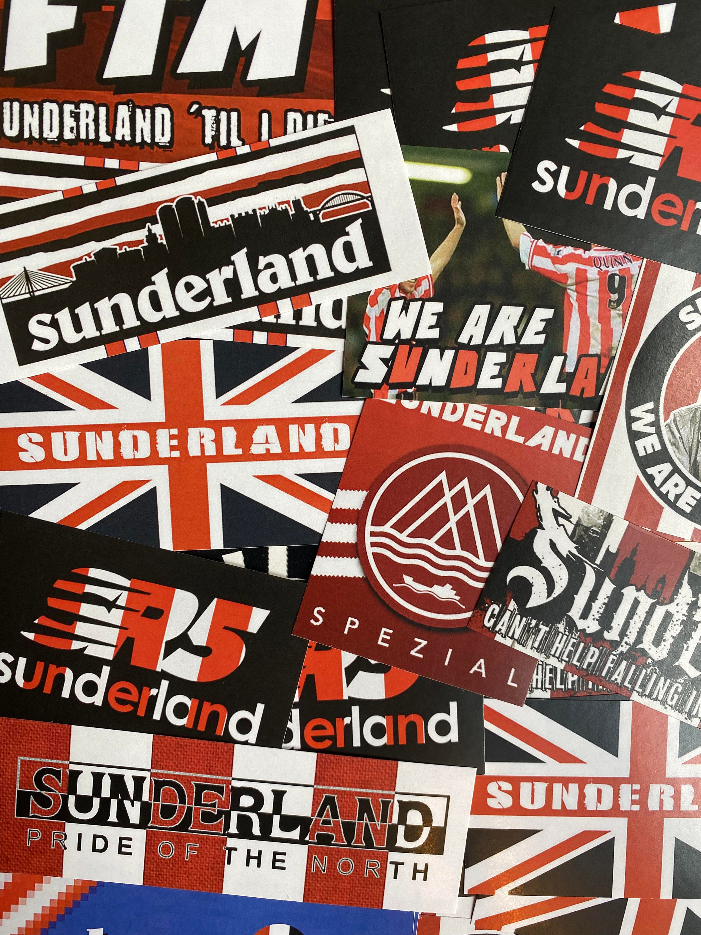 100 X Sunderland Stickers - Based on SAFC Poster Shirt Scarf Pin Badge ...