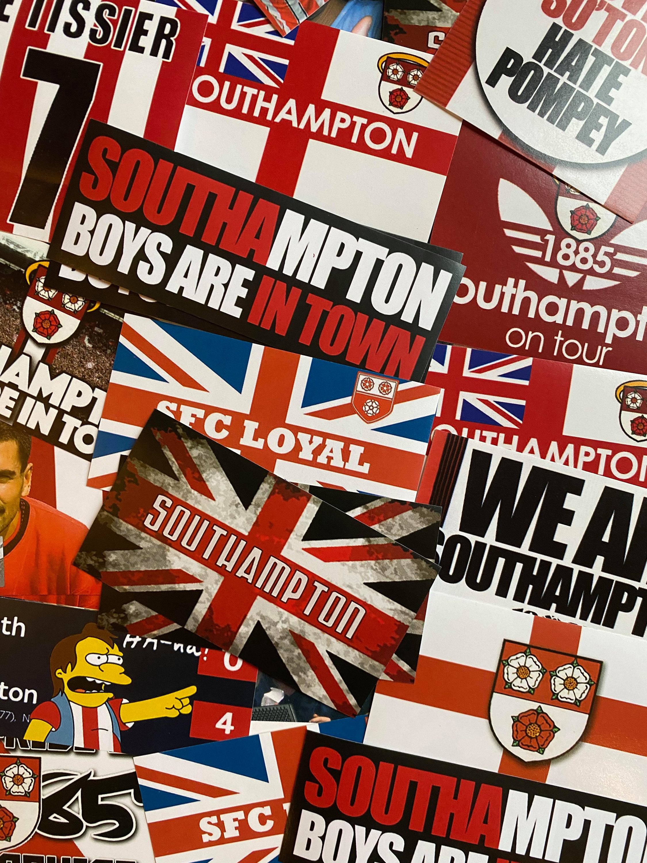 100 X Southampton FC Stickers Based on Scarf Shirt Programme - Etsy UK