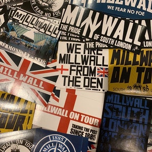 100 X Milwall Stickers - Based on Poster Shirt Scarf Pin Badge ...