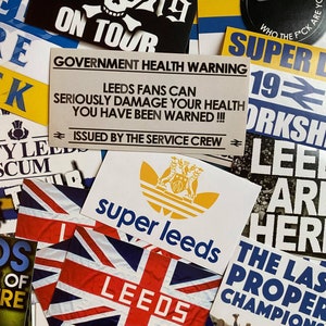 100 X Leeds United Stickers - Based on LUFC Poster Shirt Scarf Pin ...