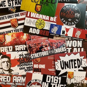 100 X Man United Stickers - Based on Programme Badge Poster Scarf ...