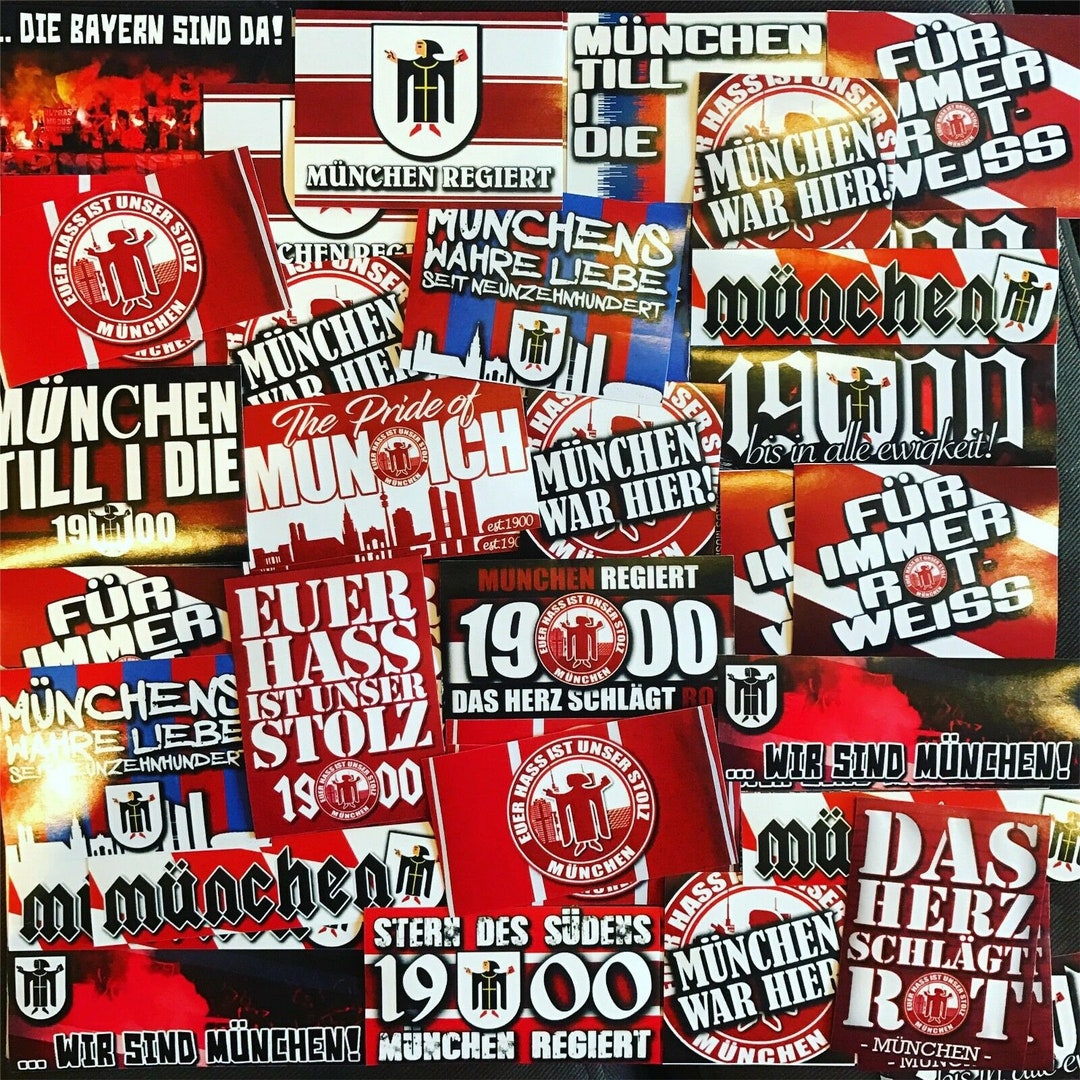 100 X Bayern München Stickers Inspiriert Von FCB Aufkleber Fahne Flagge ...
