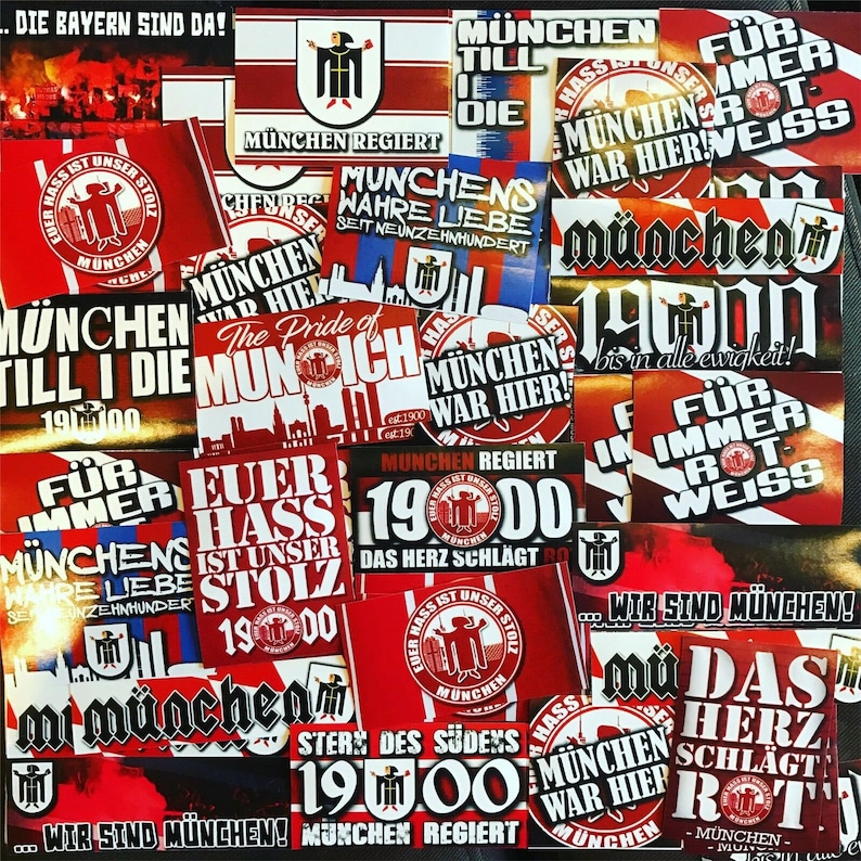 100 X Bayern München Stickers Inspiriert Von FCB Aufkleber Fahne Flagge ...