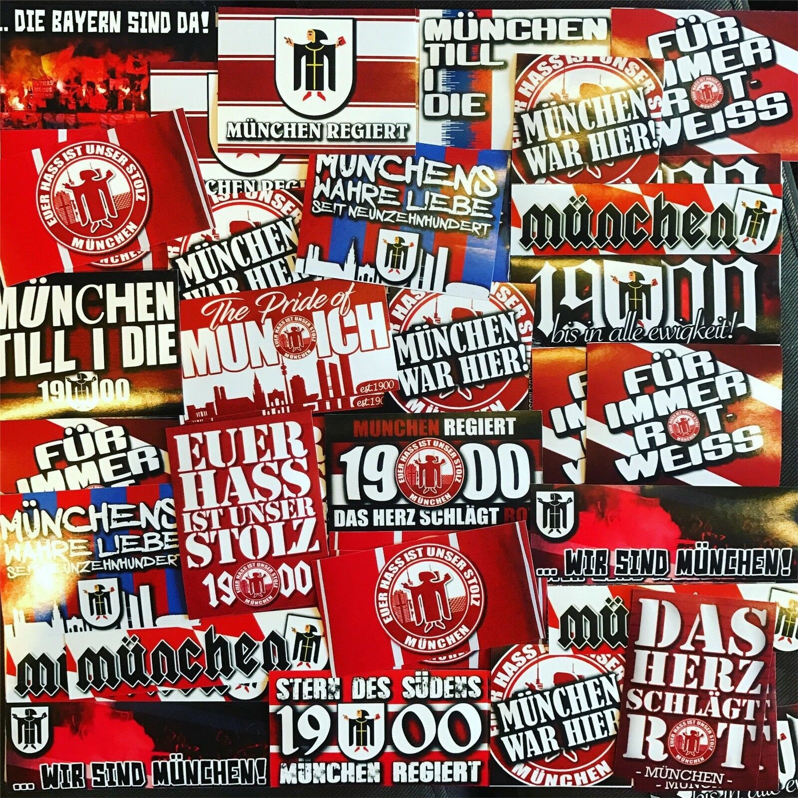100 X Bayern München Stickers Inspiriert Von FCB Aufkleber Fahne Flagge ...