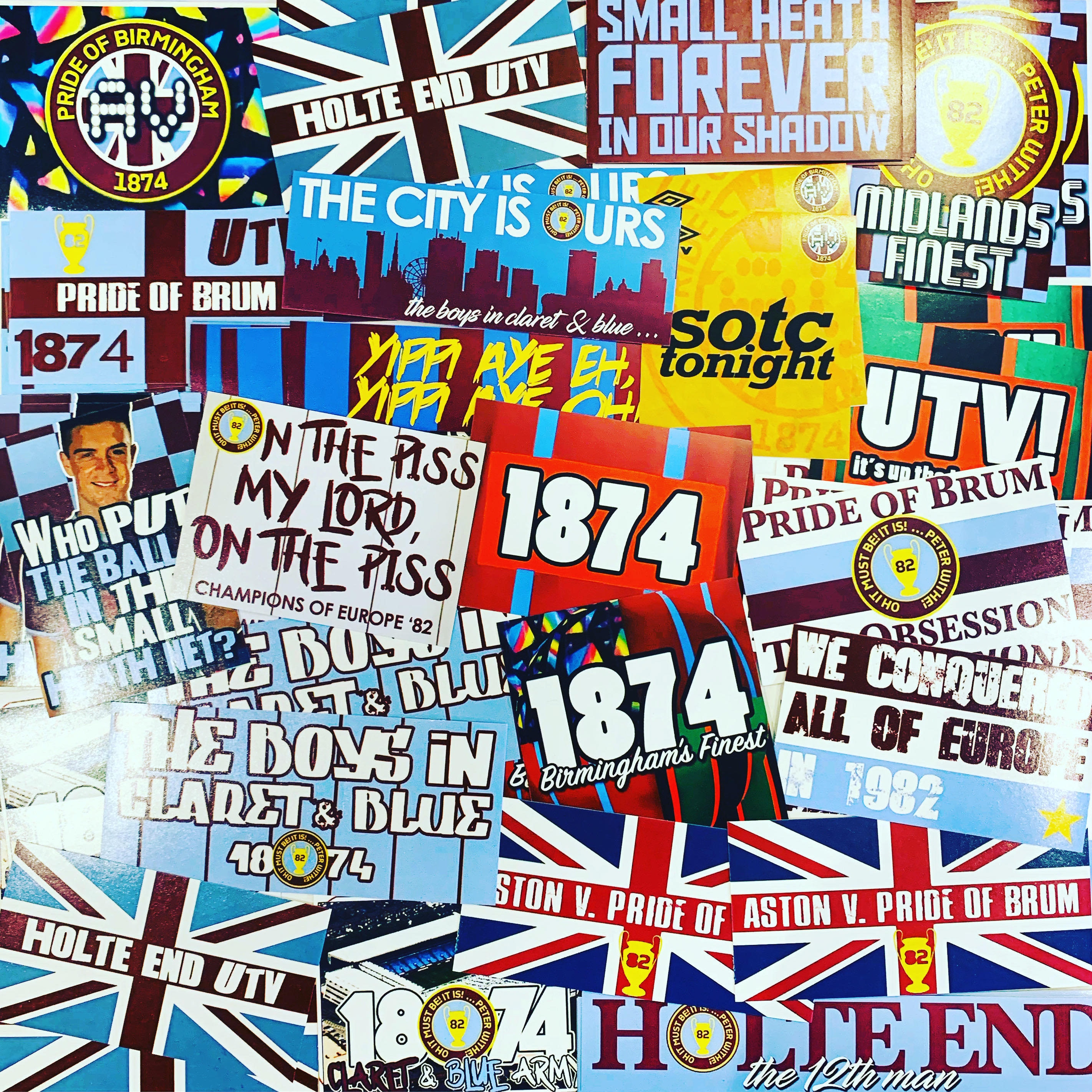 100 X Aston Villa Stickers Based on Poster Pin Badge Flag | Etsy UK