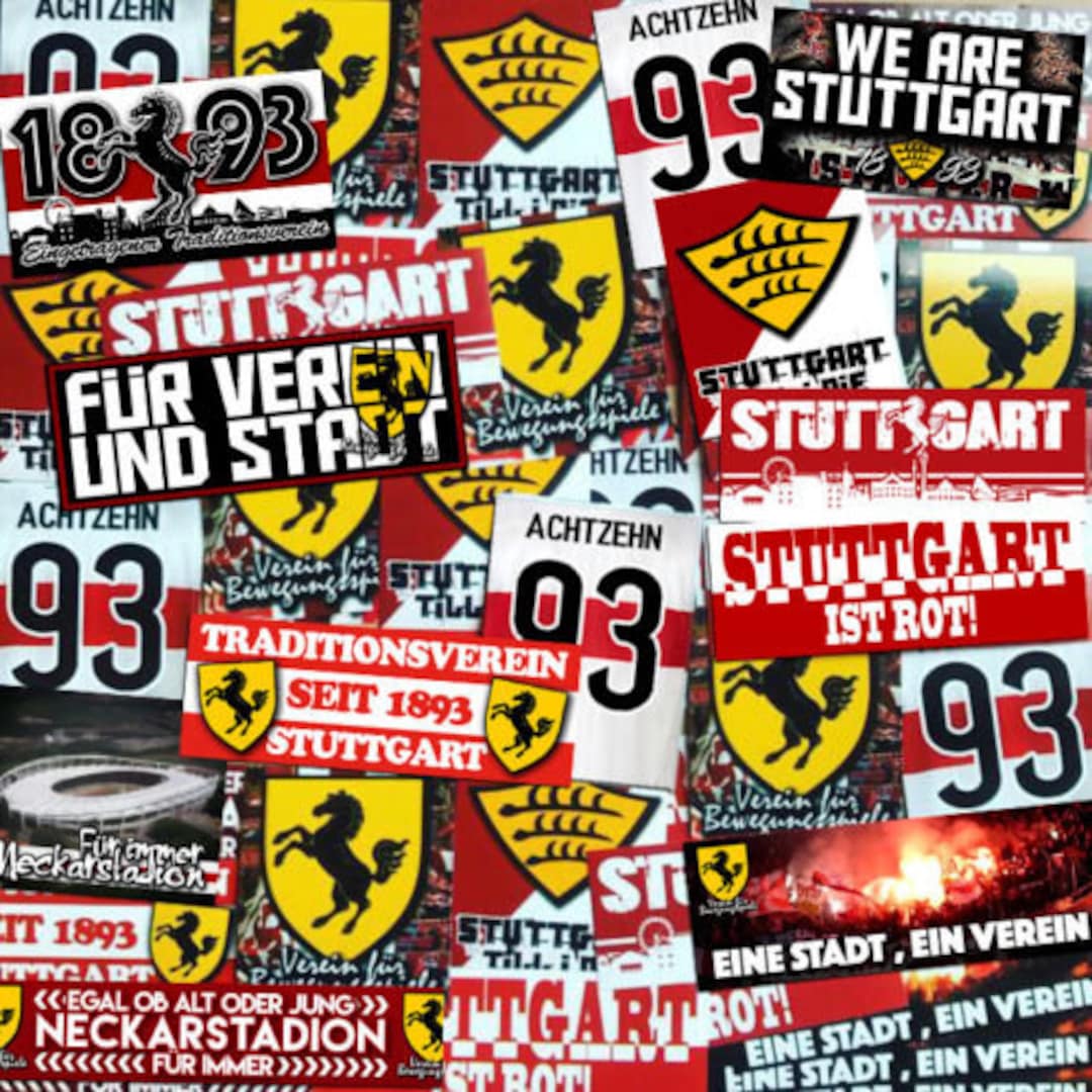 100 X Stuttgart Stickers Inspiriert Von Vfb Aufkleber Fahne Flagge ...