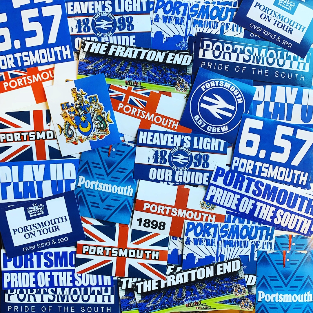 100 X Portsmouth Stickers - Based on Poster Shirt Scarf Pin Badge ...