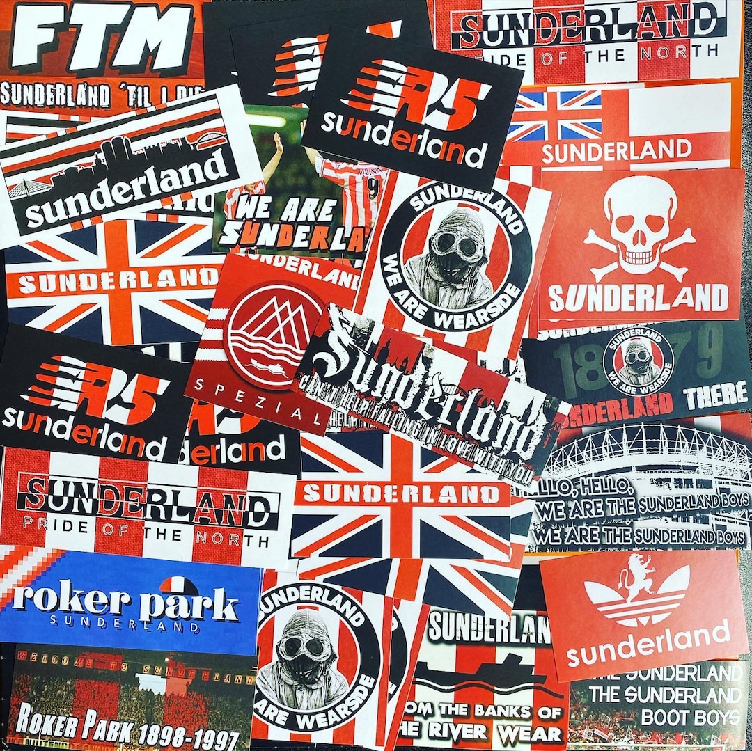100 X Sunderland Stickers - Based on SAFC Poster Shirt Scarf Pin Badge ...