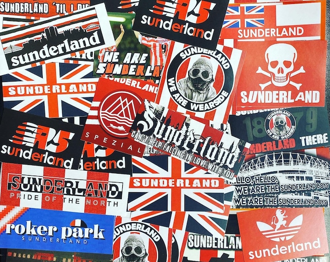 100 X Sunderland Stickers - Based on SAFC Poster Shirt Scarf Pin Badge ...