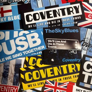 100 X Coventry City Stickers - Based on Scarf Shirt Banner Programme ...