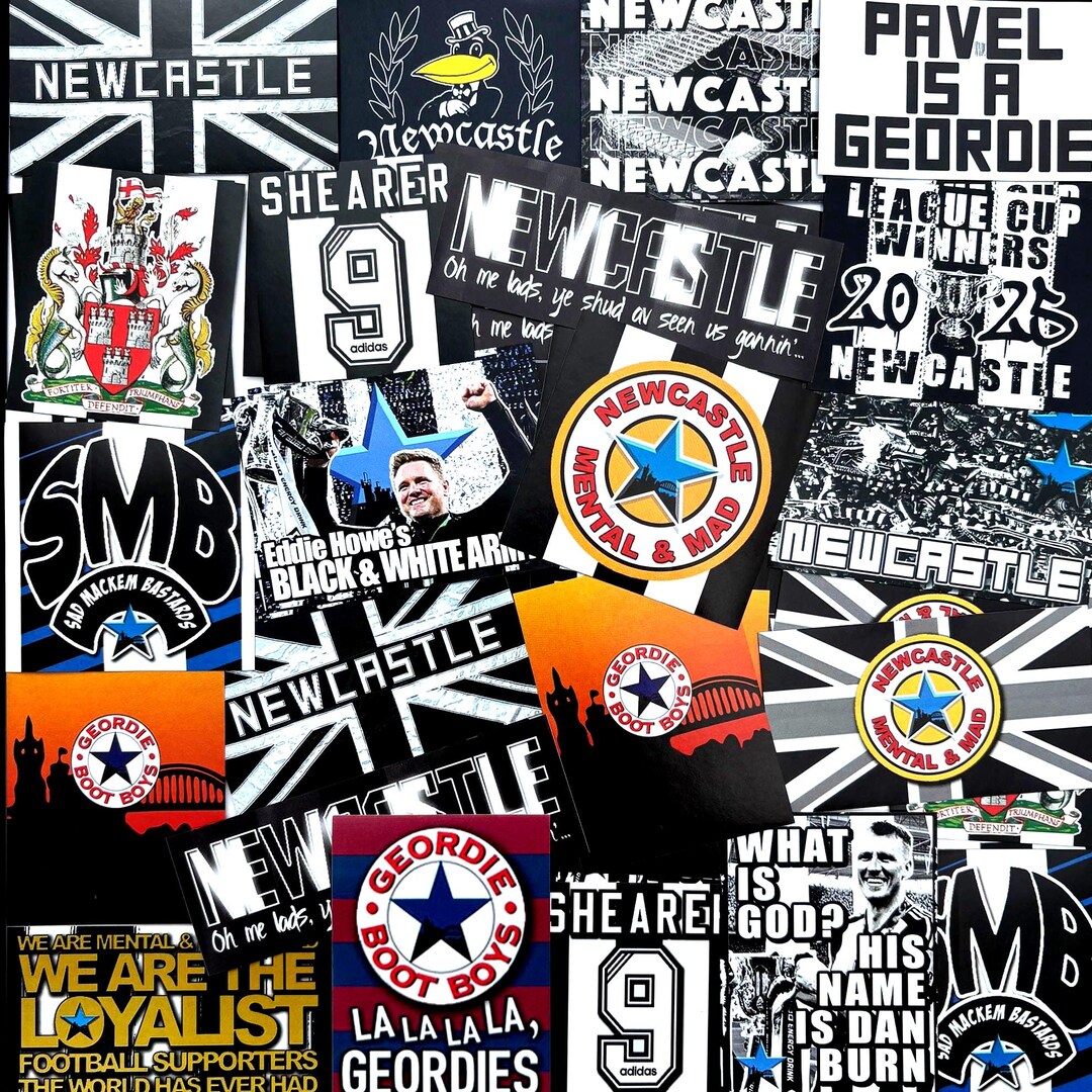 100 X Newcastle United Stickers Inspired by Flags Banners Decorations ...
