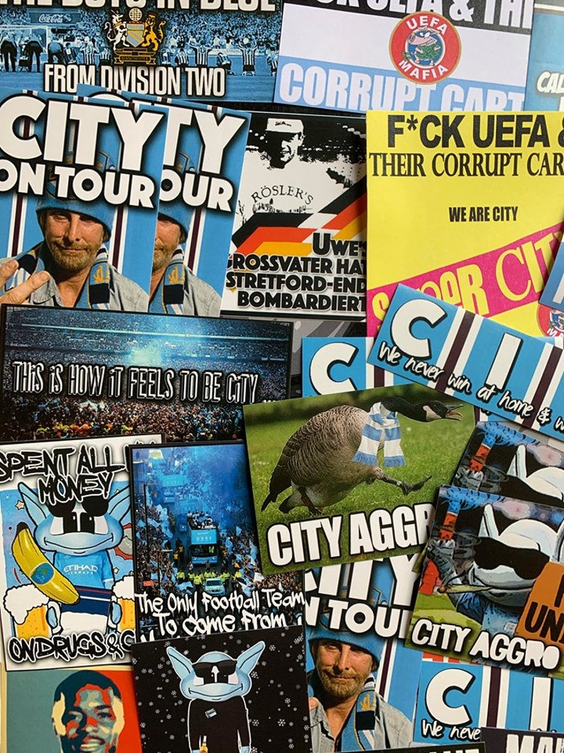 100 x Manchester City Stickers Based on MCFC Oasis Gallagher | Etsy