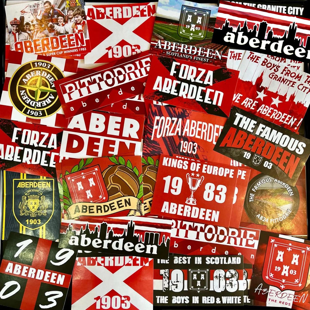 100 X Aberdeen Stickers - Based on Scarf Shirt Banner Programme Dons ...