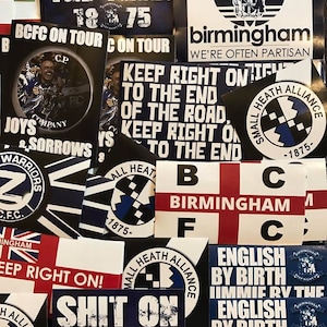 100 X Birmingham City Stickers - Based on Poster Shirt Scarf Pin Badge ...