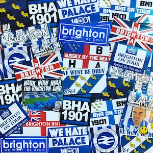 100 X Brighton & Hove Albion Stickers - Based on Poster Shirt Scarf Pin ...