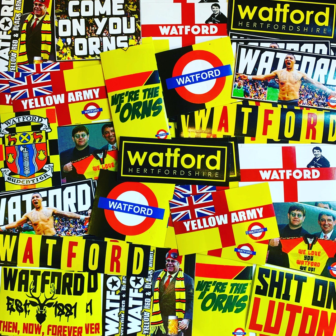 100 X Watford Stickers - Based on Fans WFC Vicarage Road Hornets Poster ...