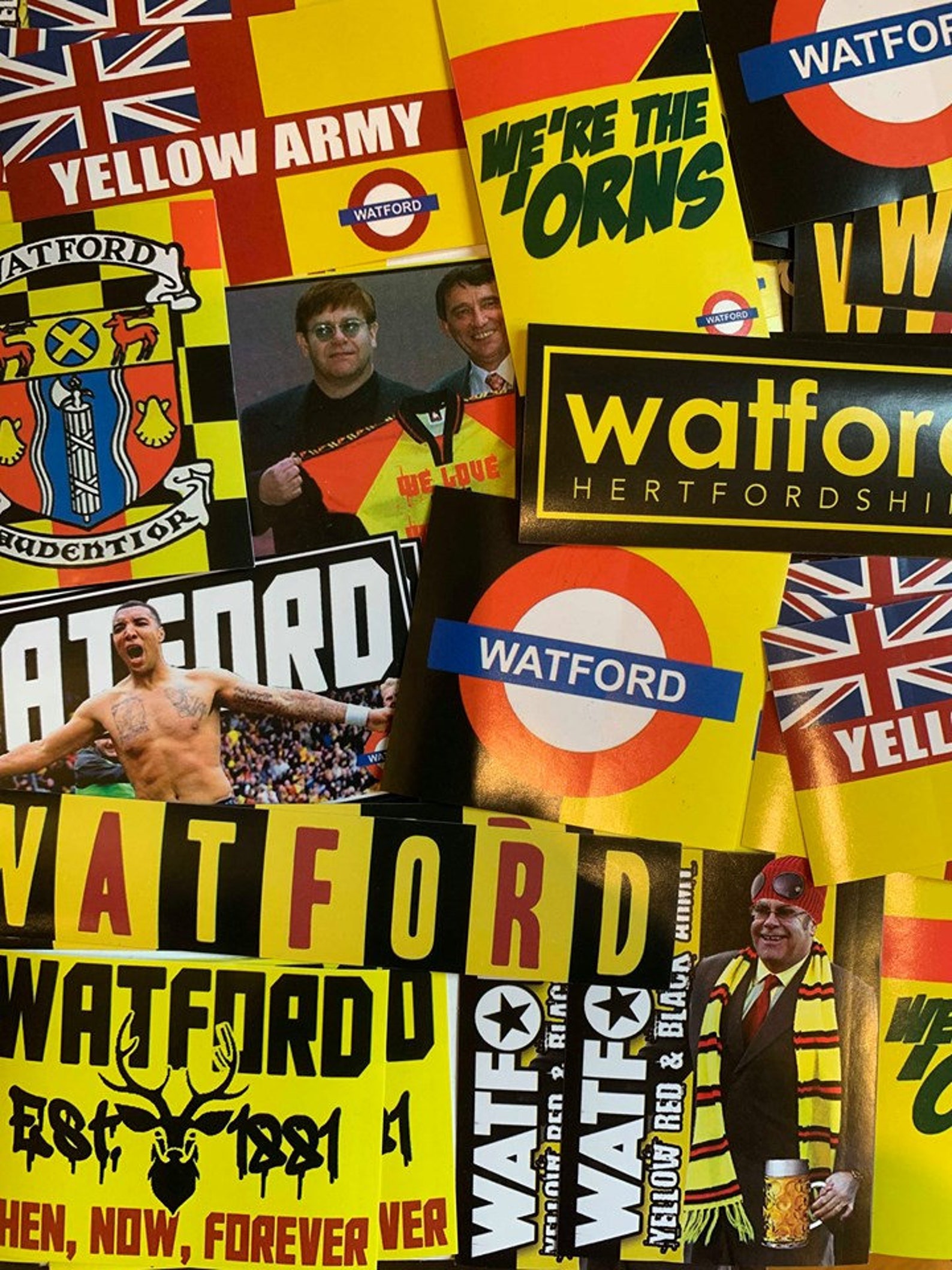 100 X Watford Stickers - Based on Fans WFC Vicarage Road Hornets Poster ...