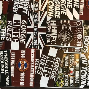 100 X Heart of Midlothian Stickers Based on HMFC HHGH Hearts Flag ...