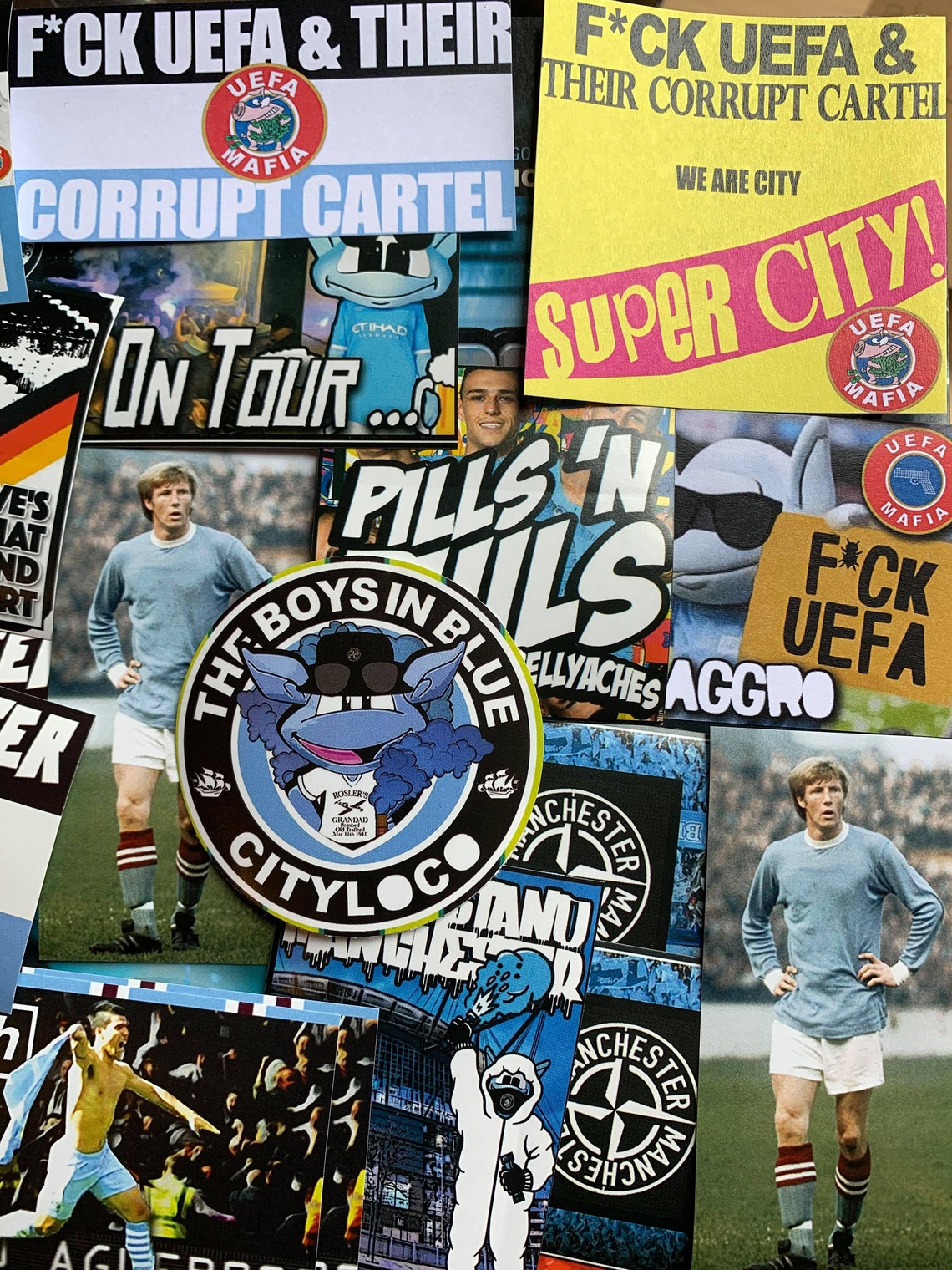 100 X Manchester City Stickers Based on MCFC Oasis Gallagher - Etsy