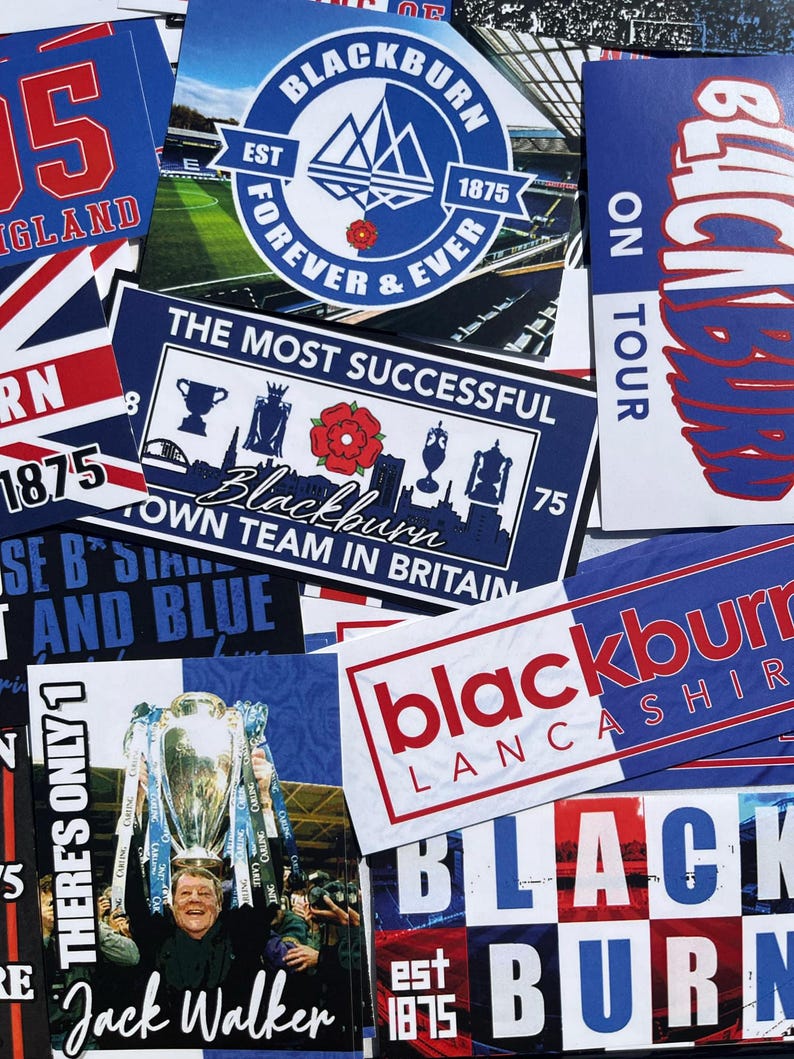 100 X Blackburn Rovers Stickers - Based on BRFC 1995 Ewood Park Poster ...