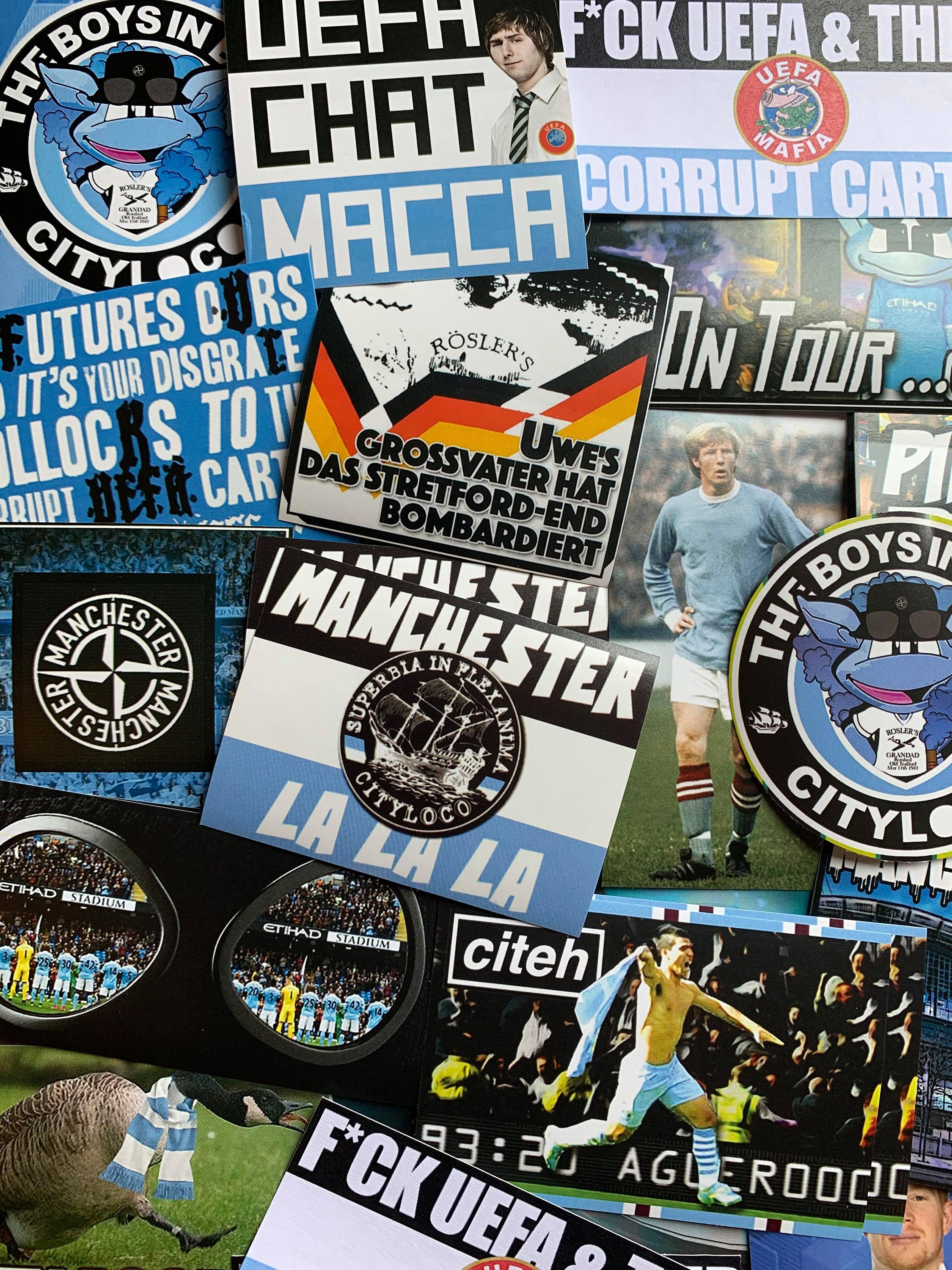100 X Manchester City Stickers Based on MCFC Oasis Gallagher - Etsy