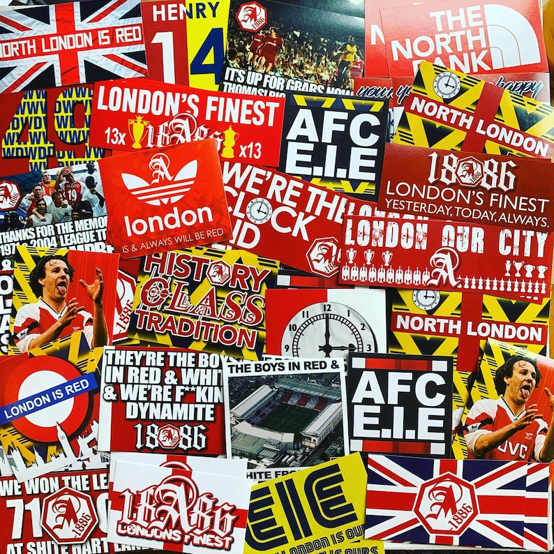 100 X Arsenal FC Stickers Based on Scarf Shirt Banner - Etsy