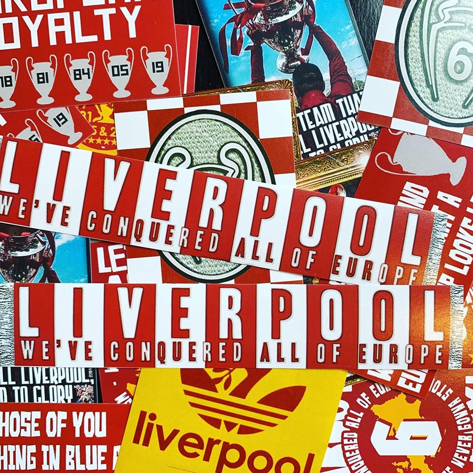100 X Liverpool Stickers Based on Poster Programme Shirt Pin | Etsy UK