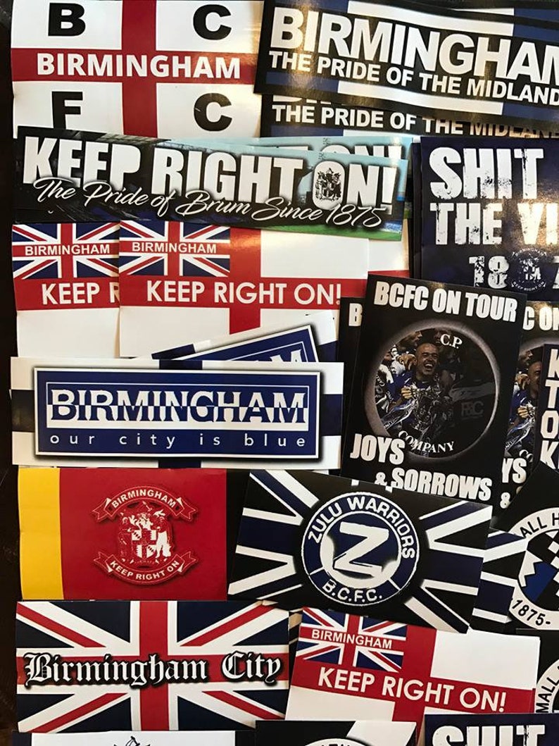 100 X Birmingham City Stickers - Based on Poster Shirt Scarf Pin Badge ...