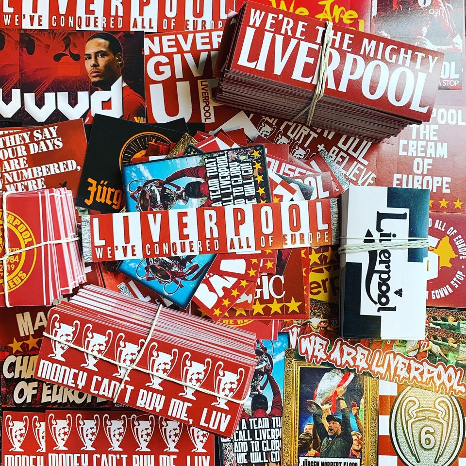 100 X Liverpool Stickers Based on Poster Programme Shirt Pin | Etsy UK