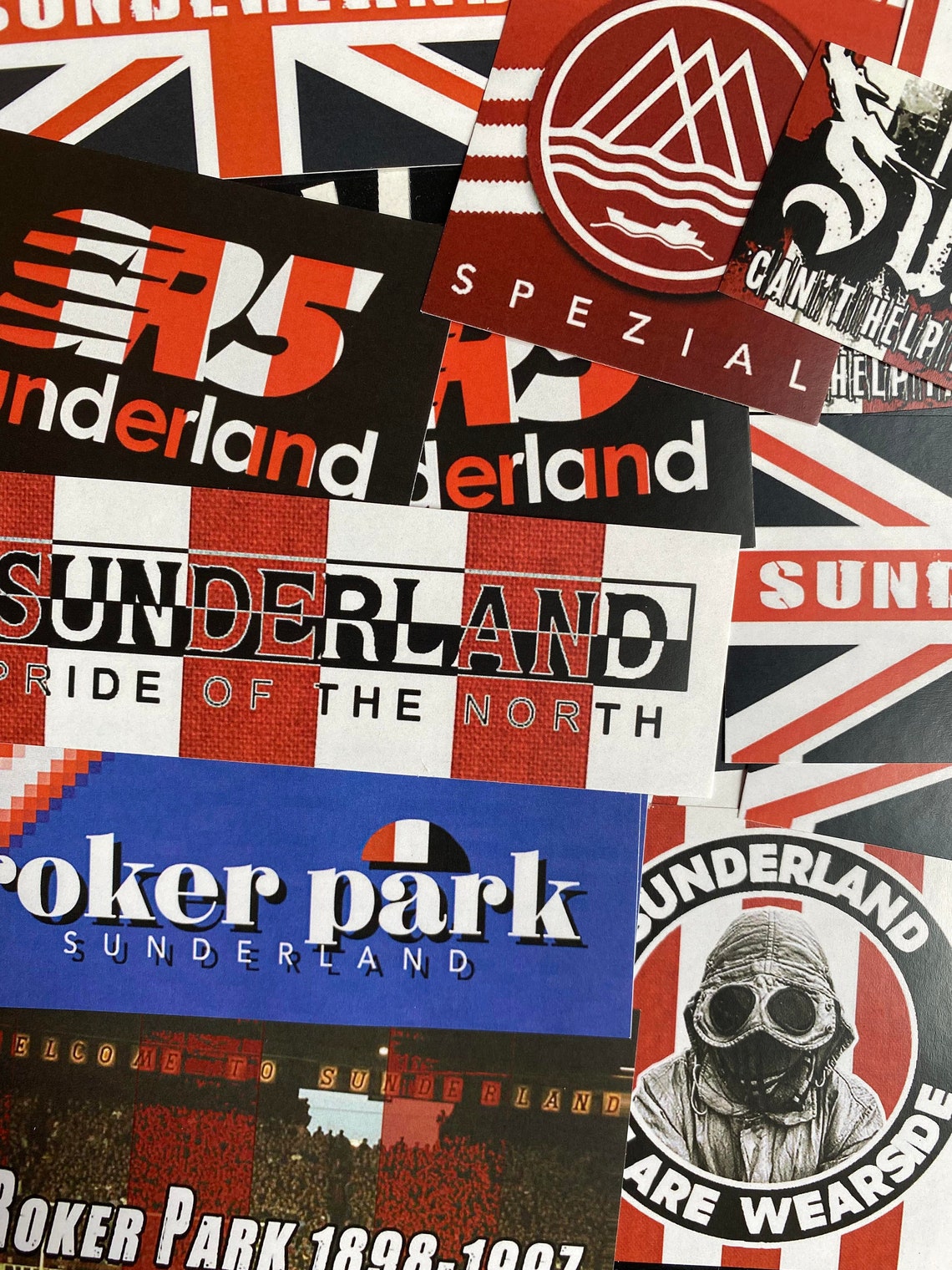 100 X Sunderland Stickers - Based on SAFC Poster Shirt Scarf Pin Badge ...