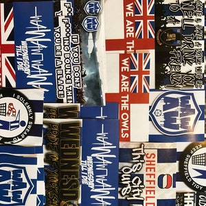 100 x Sheffield Wednesday Stickers Based on SWFC Flag Arctic Monkeys ...