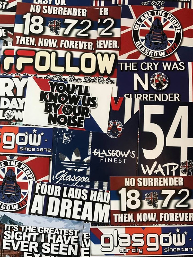 100 x Glasgow Rangers Stickers Based on Ultras Shirt Stone | Etsy